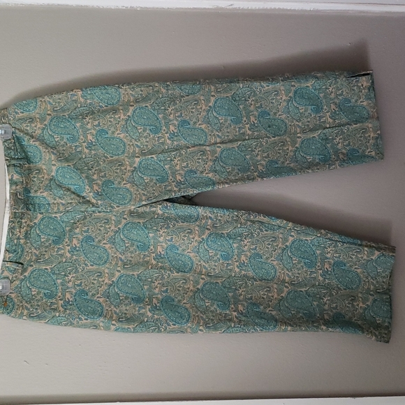 GAP | Pants & Jumpsuits | Teal Blue Beige Soze 4 Paisley Capri Pants ...